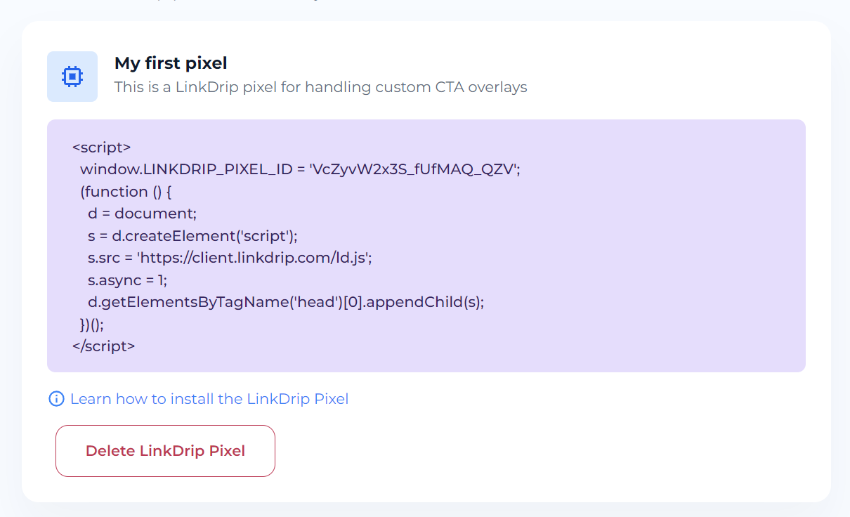 How to install the LinkDrip pixel